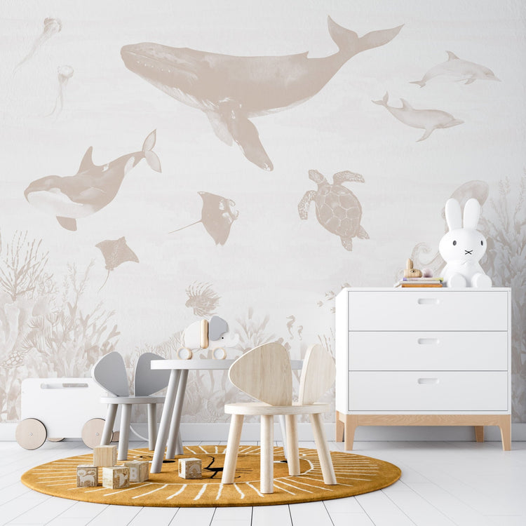 Neutral Nursery Wallpaper Collection : Munks and Me - Nursery Wallpaper
