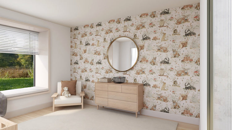 Woodland Wonder Wallpaper Repeat Pattern : Munks and Me - Nursery Wallpaper