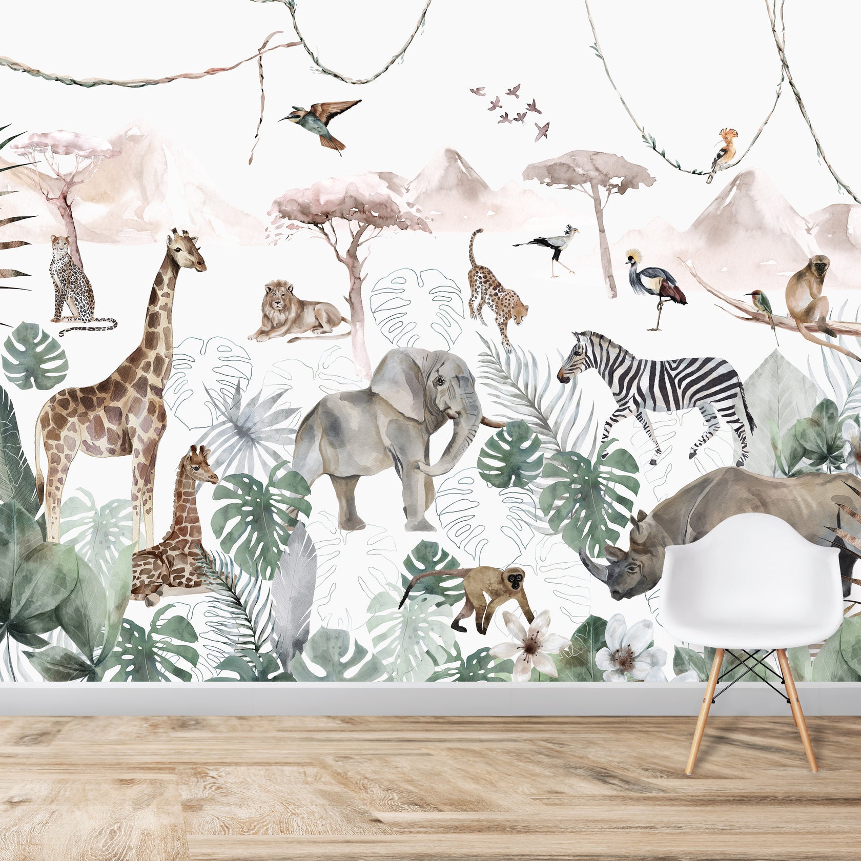 Safari Jungle Wallpaper : Munks and Me - Nursery Wallpaper